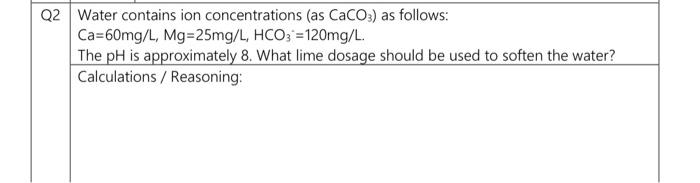 Water contains ion concentrations (as CaCO3) as | Chegg.com
