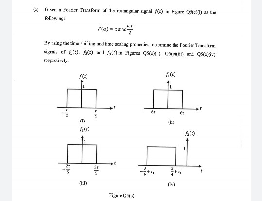 Solved (c) Given a Fourier Transform of the rectangular | Chegg.com