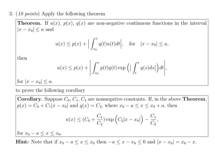 Solved Theorem. If u(x),p(x),q(x) are non-negative | Chegg.com