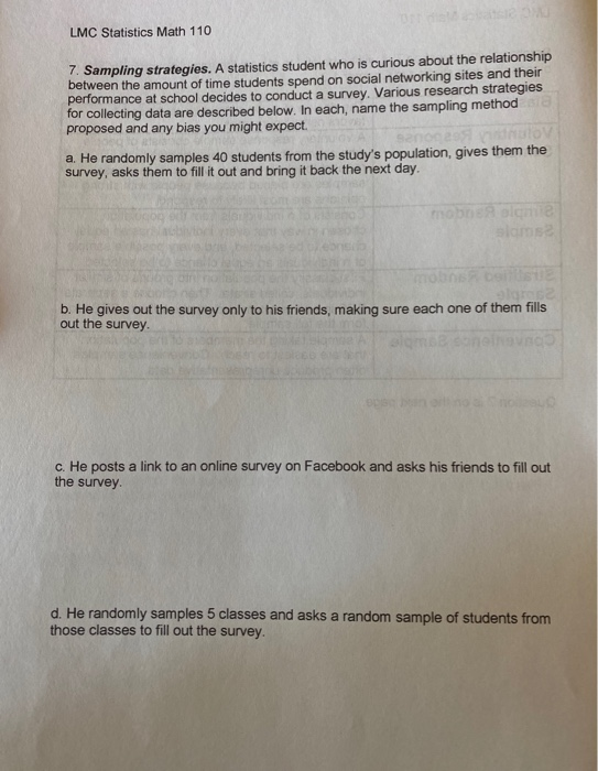 Solved LMC Statistics Math 110 Before solving question 7, it | Chegg.com