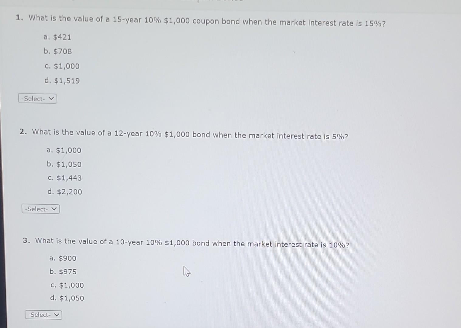 Solved This graph shows the value of 10% coupon bonds of | Chegg.com