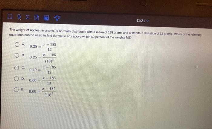 Solved The weight of apples, in grams, is normally | Chegg.com