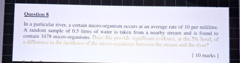 Solved Question 8In a particular river, a certain | Chegg.com