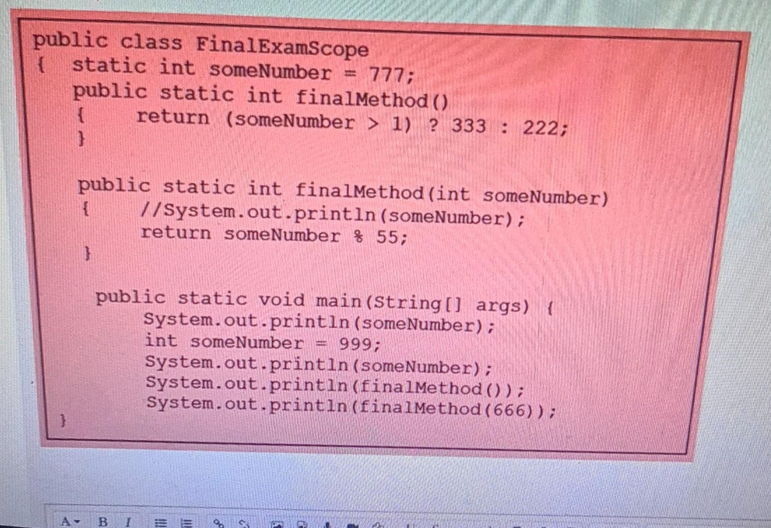 Solved Public Class Finalexamscope Static Int Somenumber