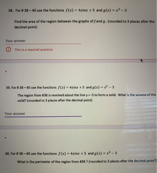 Solved 38. For # 38 - 40 use the functions f(x) = 4sinx +5 | Chegg.com