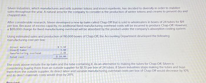 Solved Silven industries, which manufactures and sells | Chegg.com