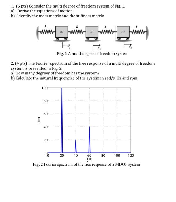 Solved 1. (6 pts) Consider the multi degree of freedom | Chegg.com