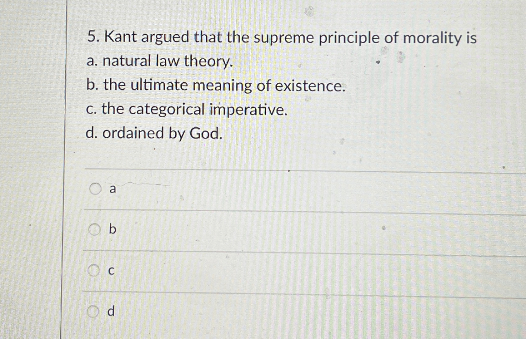Solved Kant argued that the supreme principle of morality | Chegg.com