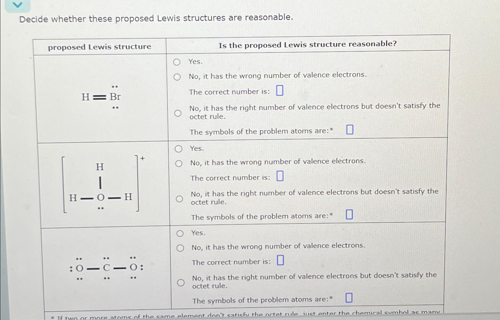 Solved Decide whether these proposed Lewis structures are | Chegg.com