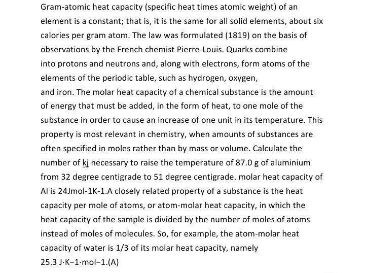 Solved Gram-atomic heat capacity (specific heat times atomic | Chegg.com