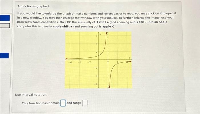 Solved A function is graphed. If you would like to enlarge | Chegg.com