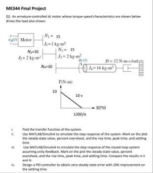 ME344 ﻿Final ProjectQ1. ﻿An armature-controlled dc | Chegg.com