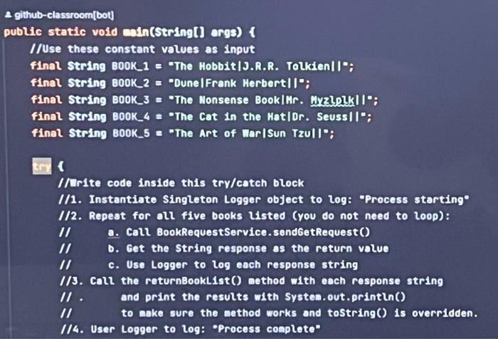 Solved github-classroom[bot] blic static void adn(String[J | Chegg.com