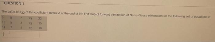 Solved The value of a32 of the coefficient matrix A at the | Chegg.com