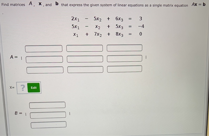Solved Find matrices A, X,and D that express the given | Chegg.com