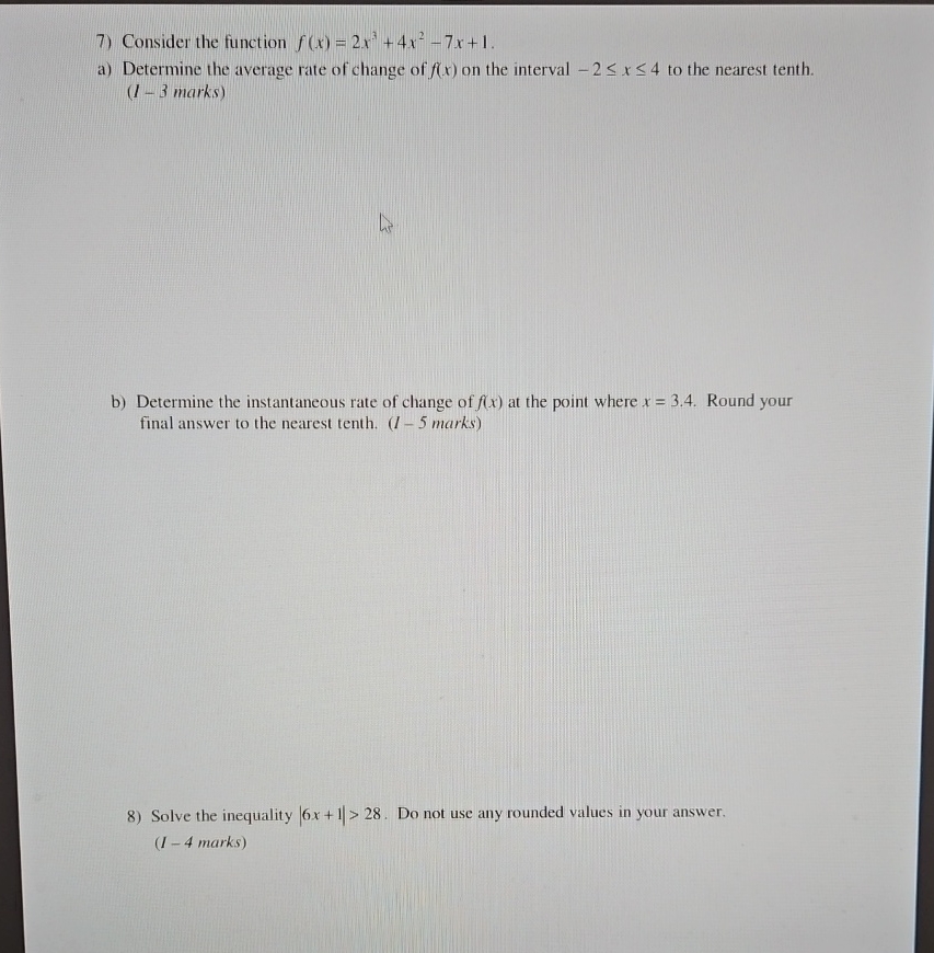 Solved Consider the function f(x)=2x3+4x2-7x+1.a) ﻿Determine | Chegg.com