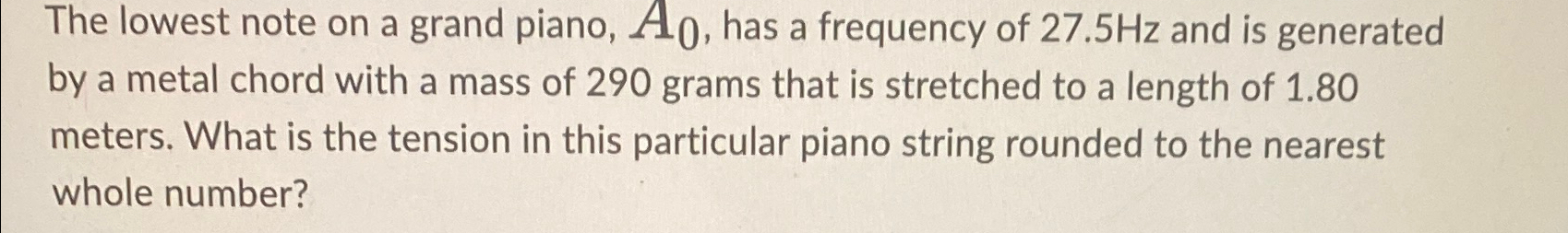 Solved The lowest note on a grand piano, A0, ﻿has a | Chegg.com