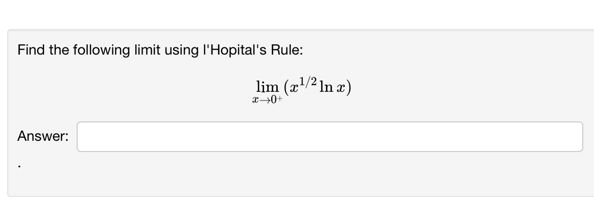 Solved Find the following limit using l'Hopital's | Chegg.com