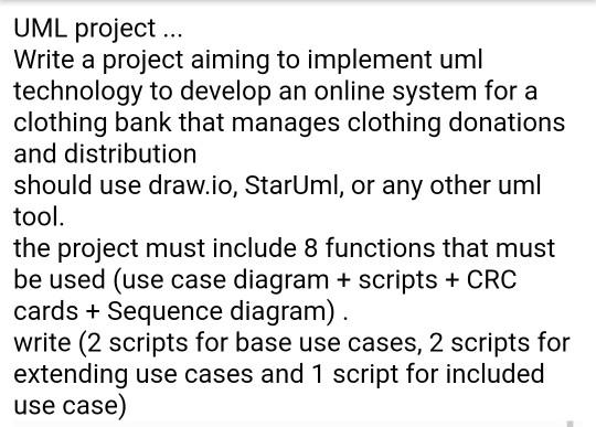Solved UML project... Write a project aiming to implement | Chegg.com
