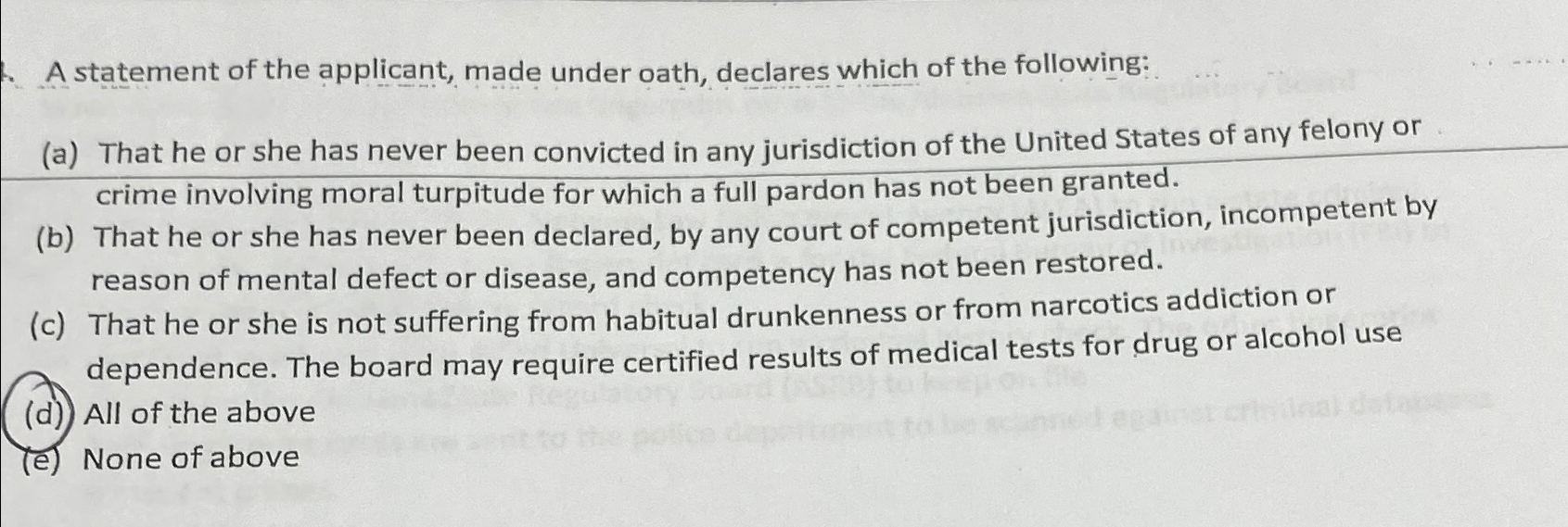 Solved A statement of the applicant, made under oath, | Chegg.com