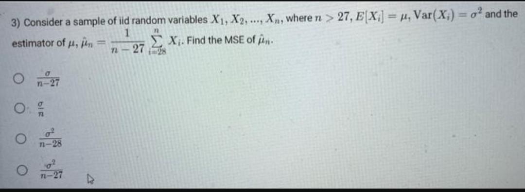 Solved 3) Consider a sample of iid random variables | Chegg.com