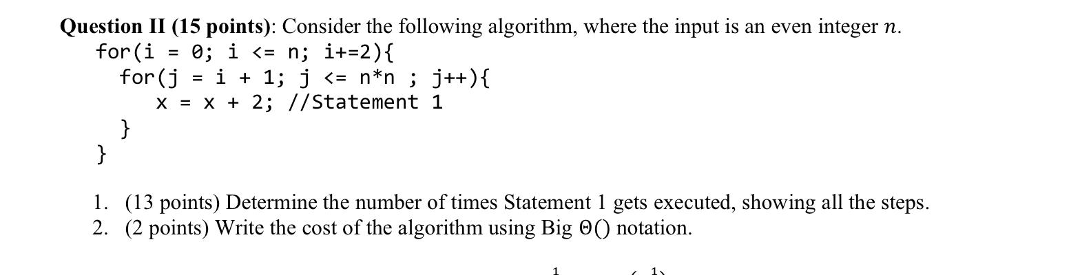 Solved Question II (15 ﻿points): Consider the following | Chegg.com