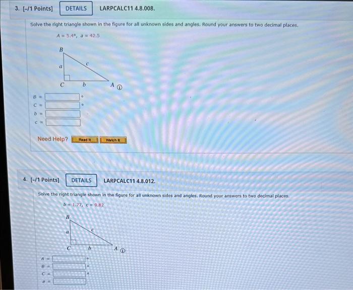 [solved] Solve The Right Triangle Shown In The Figure For