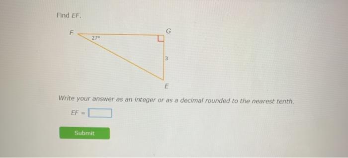 Solved Find EF. F G 279 3 E Write your answer as an integer | Chegg.com