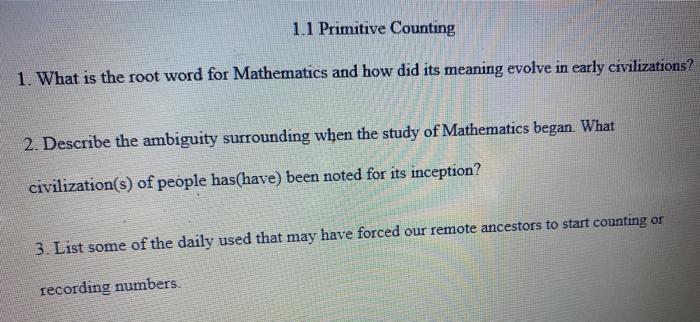 Solved 1.1 Primitive Counting 1. What is the root word for | Chegg.com