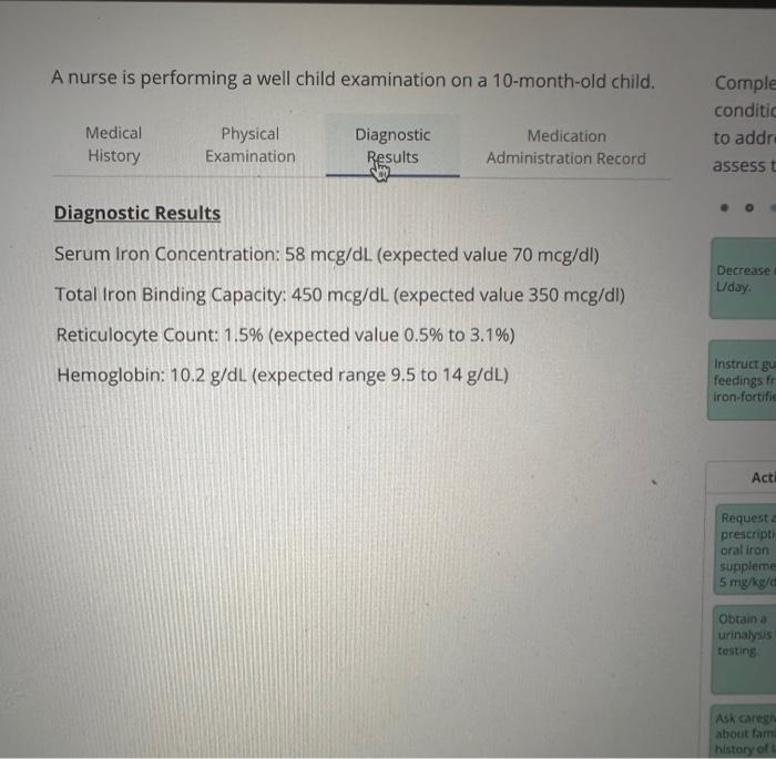 A nurse is performing a well child examination on a | Chegg.com