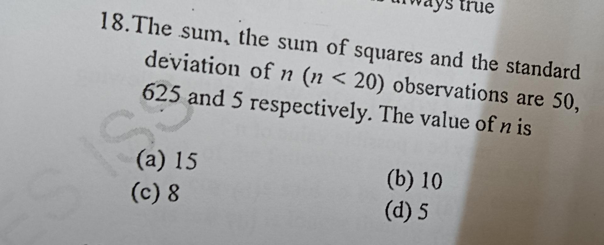 Solved The sum, the sum of squares and the standard | Chegg.com