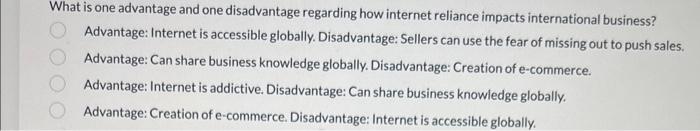 What is one advantage and one disadvantage regarding | Chegg.com