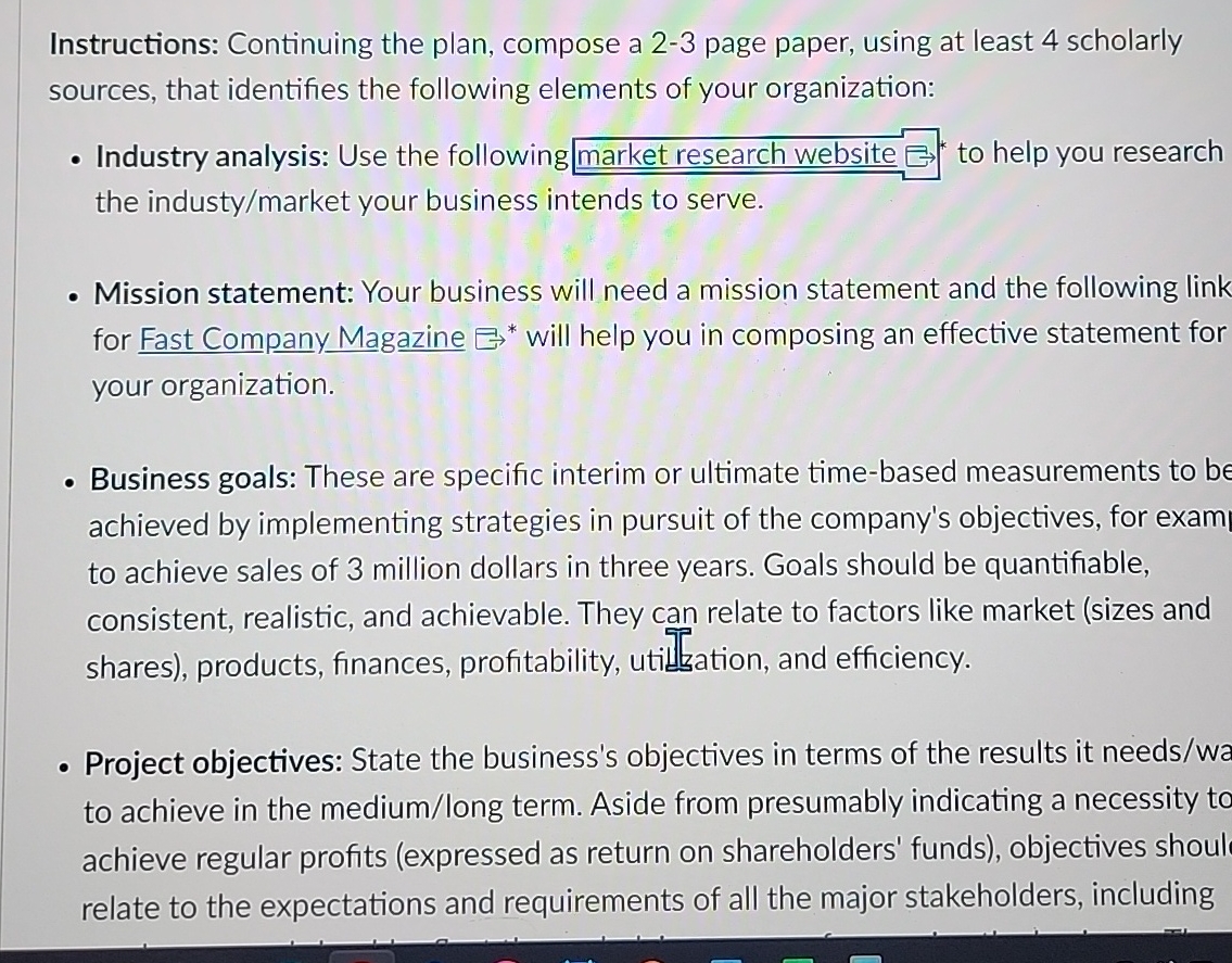 Solved Instructions: Continuing the plan, compose a 2-3 | Chegg.com