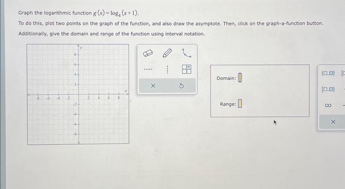 Solved Graph the logarithmic function g(x)=log4(x+1) To do | Chegg.com