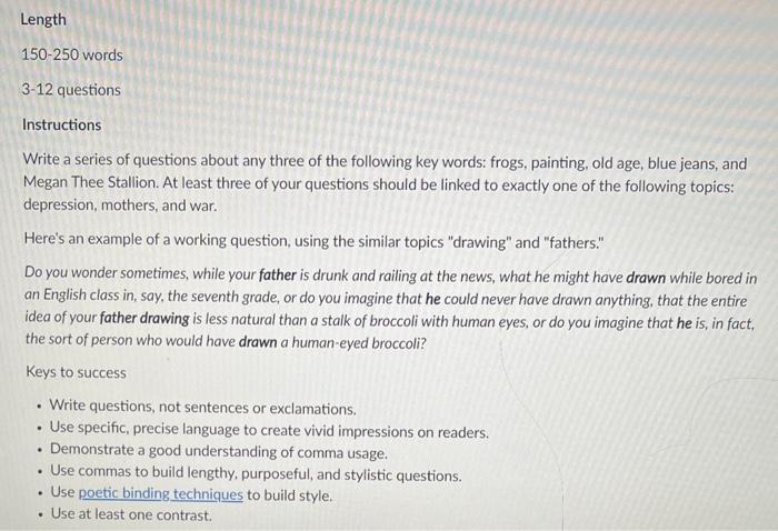 Solved Length 150-250 words 3-12 questions Instructions | Chegg.com