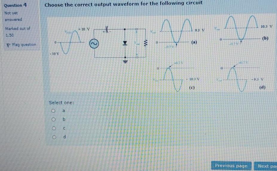 Solved Question 4 Choose the correct output waveform for the | Chegg.com