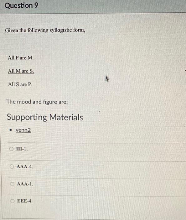 Given the following syllogistic form, All P are M. | Chegg.com