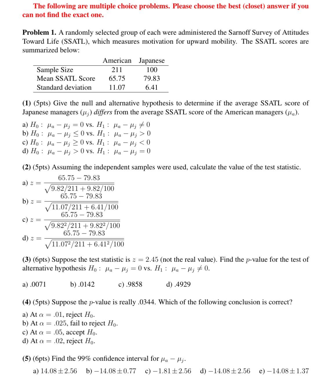 Solved The following are multiple choice problems. Please | Chegg.com