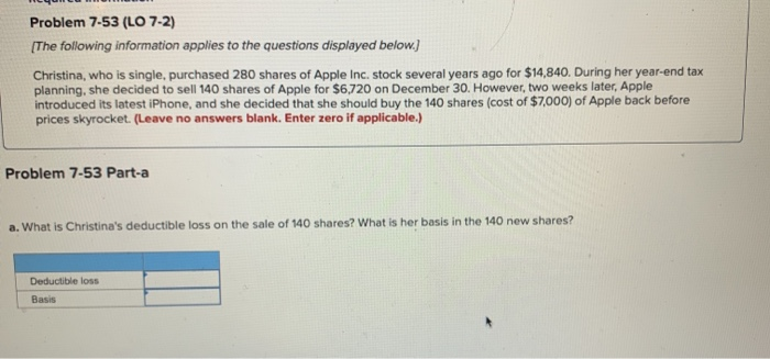 Solved Problem 7-53 (LO 7-2) [The following information | Chegg.com