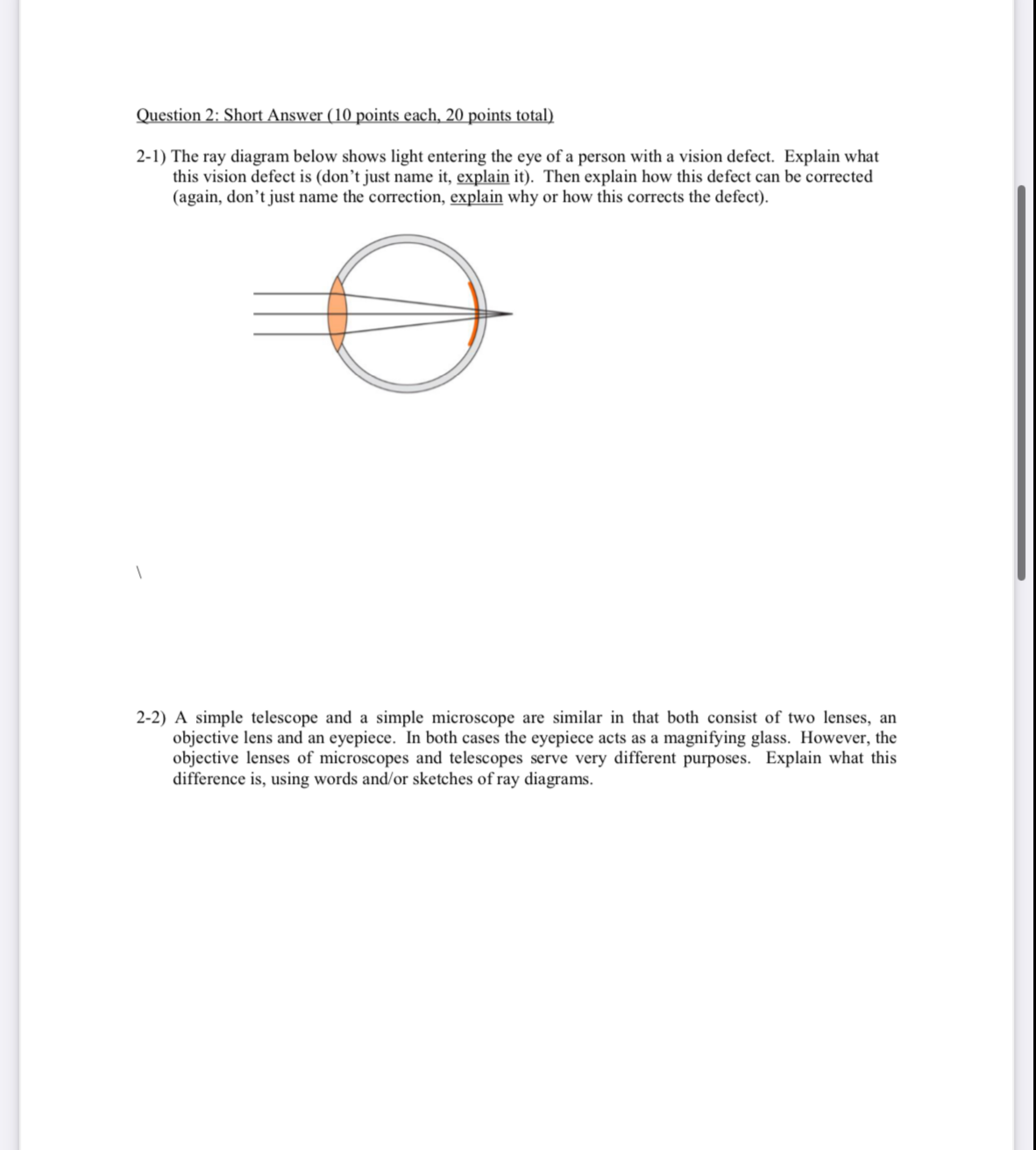 Solved Question 2: Short Answer (10 ﻿points each, 20 ﻿points | Chegg.com