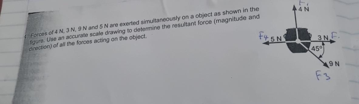 Solved Forces of 4N,3N,9N ﻿and 5N ﻿are exerted | Chegg.com