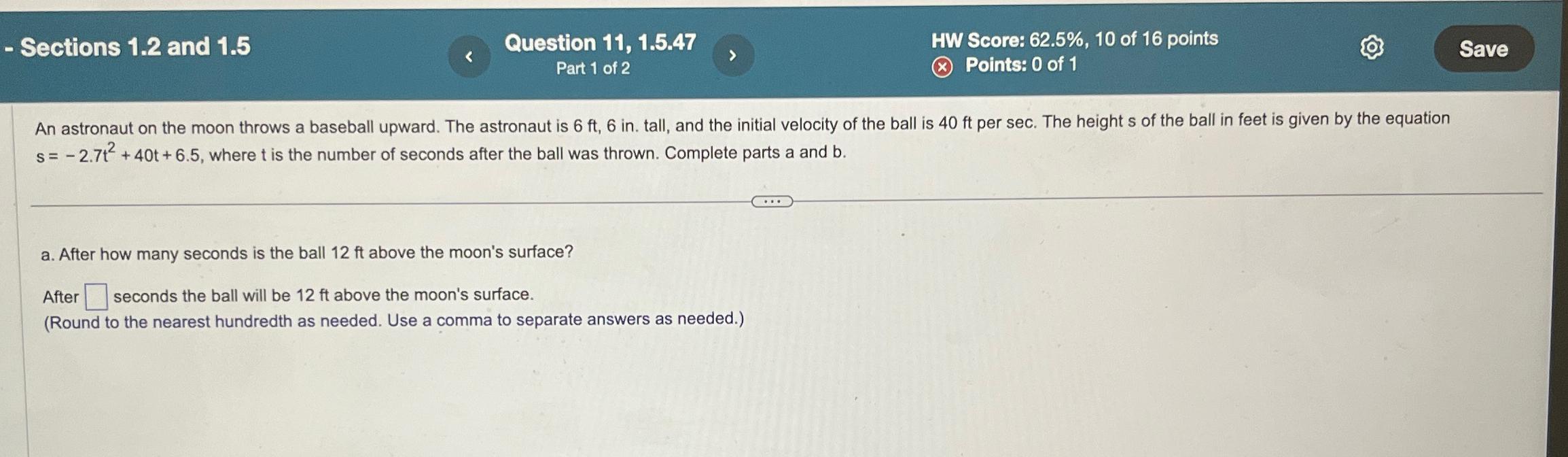 Solved Sections 1.2 ﻿and 1.5Question 11, 1.5.47HW Score: | Chegg.com