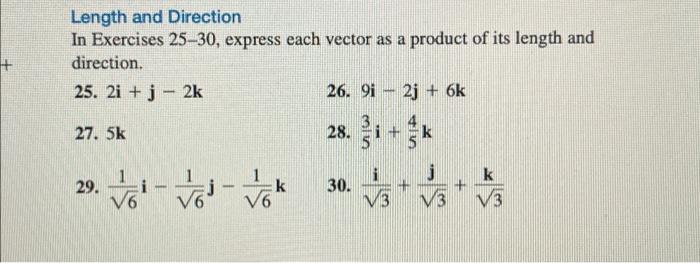 Solved Length and Direction In Exercises 25–30, express each | Chegg.com