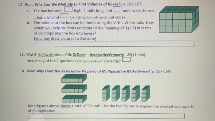 Solved 12. Read Why Can We Multiply to Find Volumes of | Chegg.com