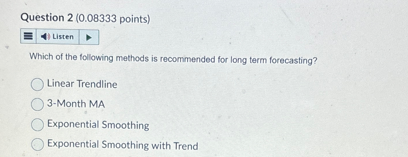 Solved Question 2 (0.08333 ﻿points)Which of the following | Chegg.com