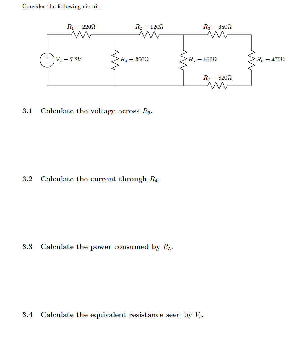 Solved Consider the following circuit:3.1 ﻿Calculate the | Chegg.com