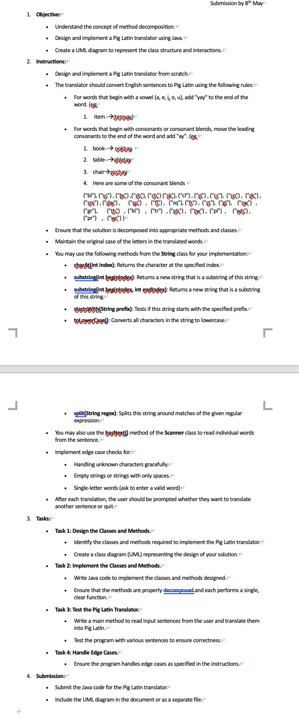 Solved Objective:Understand the concept of method | Chegg.com