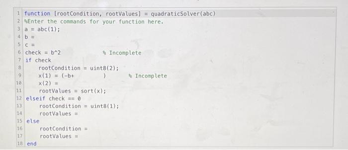 Solved Quadratic Solver (if-elseif-else) My Solutions > If a | Chegg.com