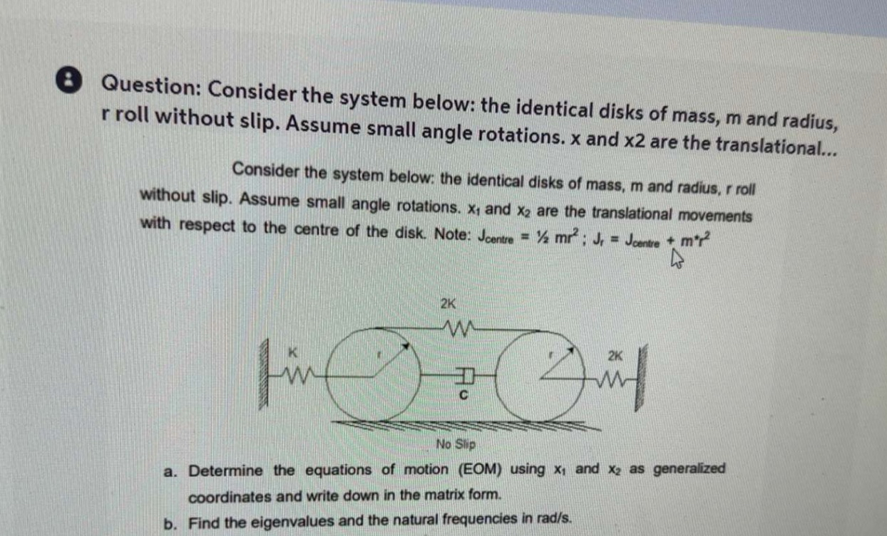 Solved Question: Consider the system below: the identical | Chegg.com