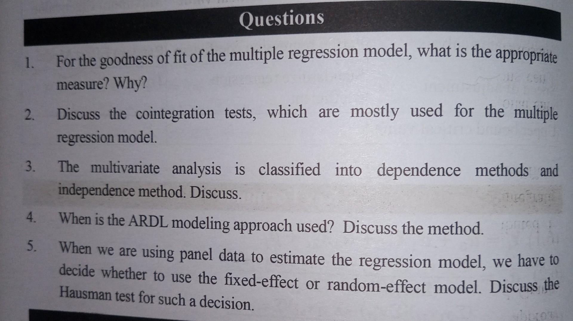 Solved 1. For the goodness of fit of the multiple regression | Chegg.com